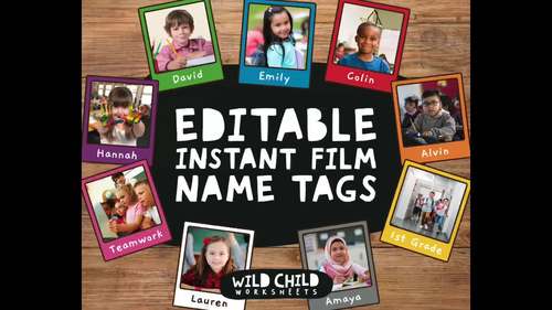 Instant Film Editable Name Tag Templates, Rainbow Class Decor, Bulletin ...