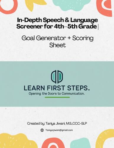 In-Depth Speech & Language Screener for 4th–5th Grade | Receptive ...