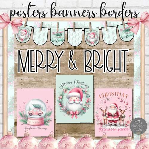 Trendy Christmas Bulletin Board | Pink Christmas Posters, Banners and ...