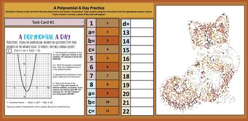 A Polynomial A Day - Polynomial Practice Task Cards -- Digital Pixels