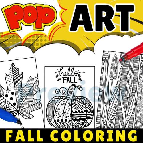 Fall Pop Art Coloring Pages Posters Leaves Autumn Turkey Art Fun ...