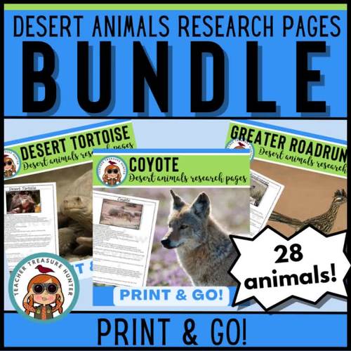 Desert Animals research and information pages 28 animal bundle | TPT