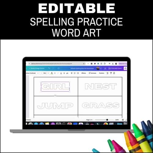 Editable Spelling Practice Word Art, Editable Spelling Practice Template