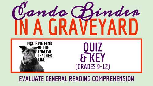 "In a Graveyard" Quiz and Answer Key (Halloween Vampire Horror Short Story)