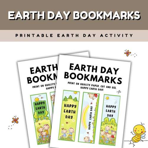 Earth Day Bookmarks Printable PDF, Earth Day Activities, Earth Day ...