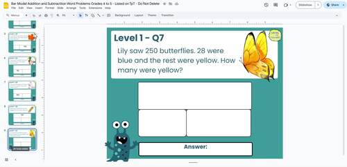 Bar Model Addition & Subtraction Word Problems — Digital Lesson Bundle