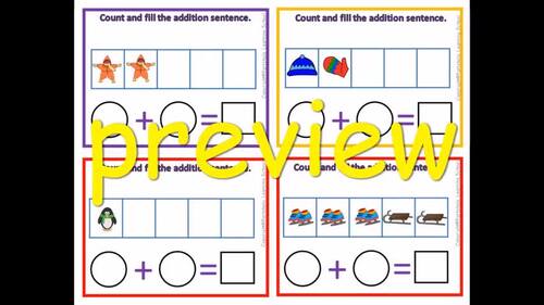 WINTER-Addition with 5 Frames– Task cards and Worksheets Activities.
