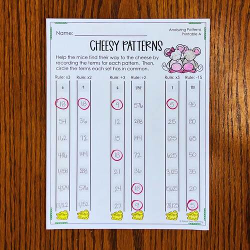 5th Grade Math Printables Differentiated Math Centers Algebraic Thinking