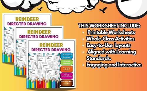 Reindeer Directed Drawing Activities Morning Work 4th,5th,6th,7th,8th ...