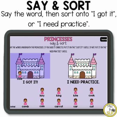 Princess Articulation Say & Sort - Digital Speech Progress Monitoring