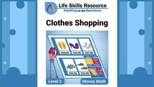 Money Math Special Education Life Skills Worksheet Bundle for Clothes ...