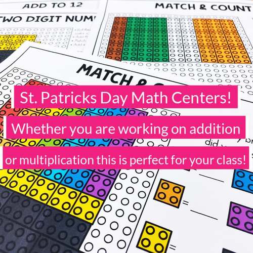 St Patricks Math Centers March STEM Multiplication Addition Dice Games ...