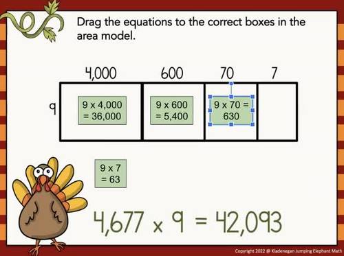 Thanksgiving 4 Digit by 1 Digit Multiplication Area Model Google and ...