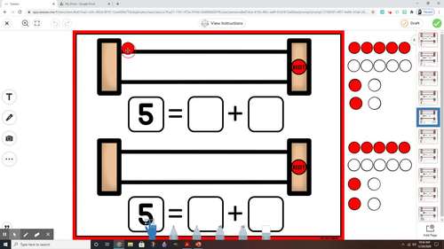 Digital Rekenrek Ways to Make Numbers 1-10 for Seesaw by My Little Pandas
