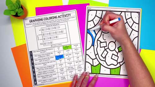 Graphing for 3rd Grade Color by Number Worksheets 3.MD.3 Bar and ...