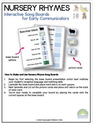 Nursery Rhymes for Early Communicators - 12 Interactive Boards | TpT