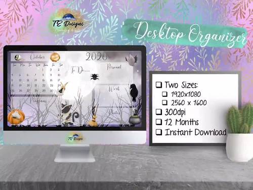 Halloween Desktop Organizer, Spooky Personal Organiser 2022-2024 by ...