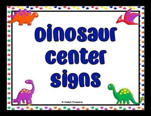 Dinosaur Center Signs by Cindy's Treasures | TPT