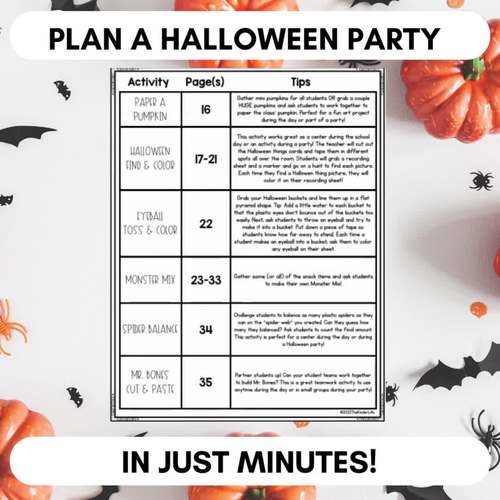 Halloween Party | Kindergarten 1st Grade Halloween Activities | TPT