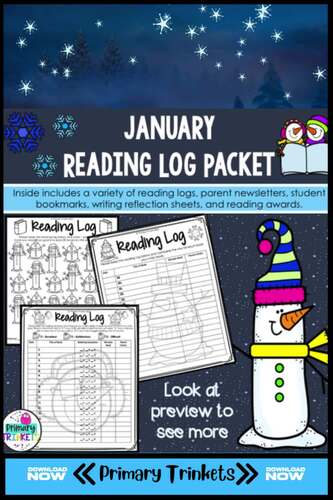 January Snowman Reading Log Packet by Primary Trinkets | TPT