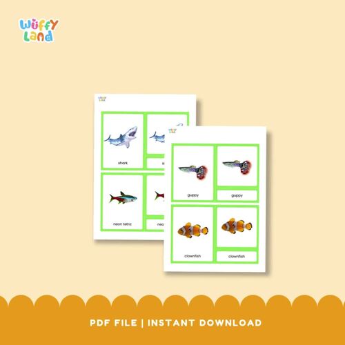 FISH Montessori 3 Part Cards - Zoology Flashcard Series with Real Image