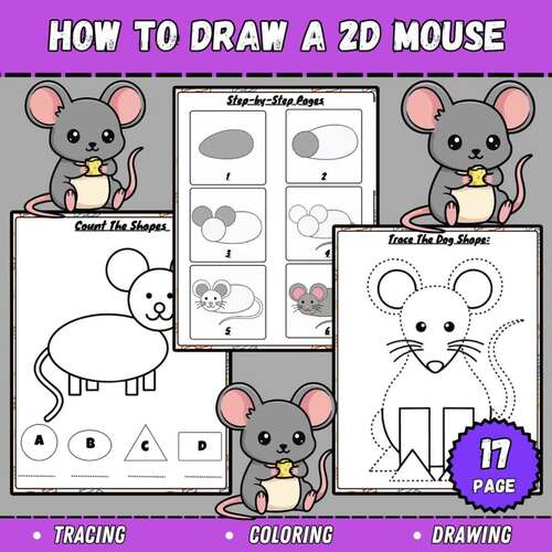 How to Draw a 2D Mouse | Directed Drawing | Shape Art Activity For Kids