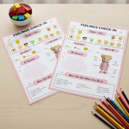 Feelings Check In, Emotions Worksheet for Kids, SEL Emotional ...