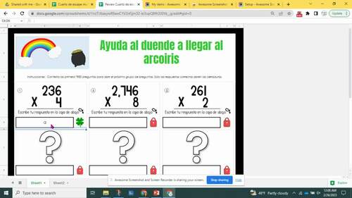 Spanish Escape Room Multiply up to 4 digit number times 1 digit number