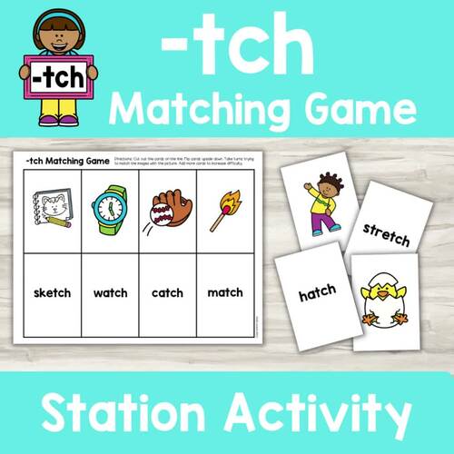 -tch Phonics Matching Game Center Station | 1st 2nd Grade Activity Reading