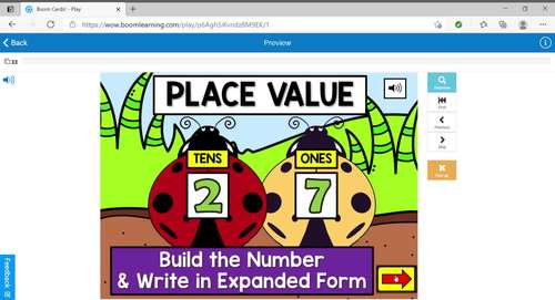 Place Value BOOM Cards 2 Digit with Expanded Form Spring and Summer ...