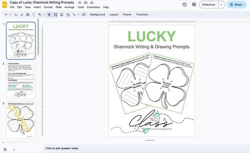 I’m lucky because | Shamrock & St. Patrick's Day Writing Prompts, Editable