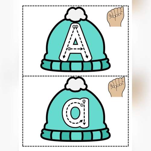 FREE Winter Hat Alphabet Tracing Cards - Upper and Lower Case Letters