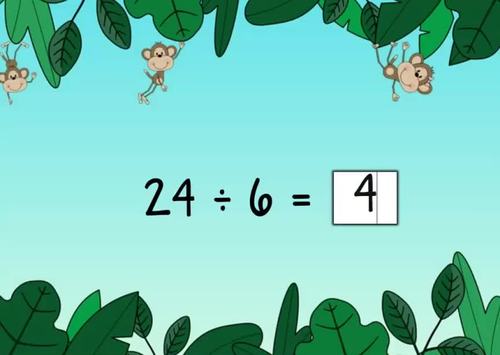 Division Fill In Math Fact BOOM 100 Cards Jungle Monkey Scenes | TPT