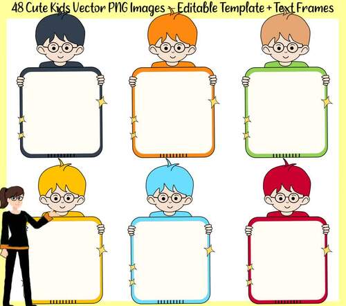 Kids Character Vector Text Frame Clipart 8 by DigiTechTeacher | TPT