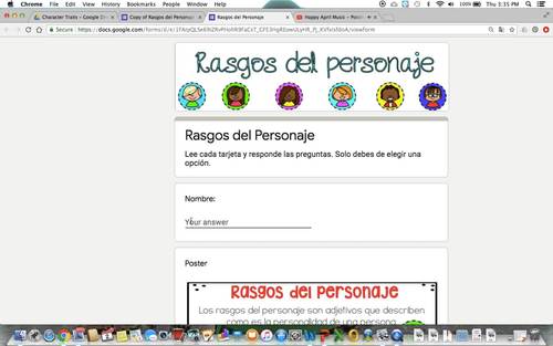 Character Traits in Spanish - Rasgos del personaje - Google Classroom