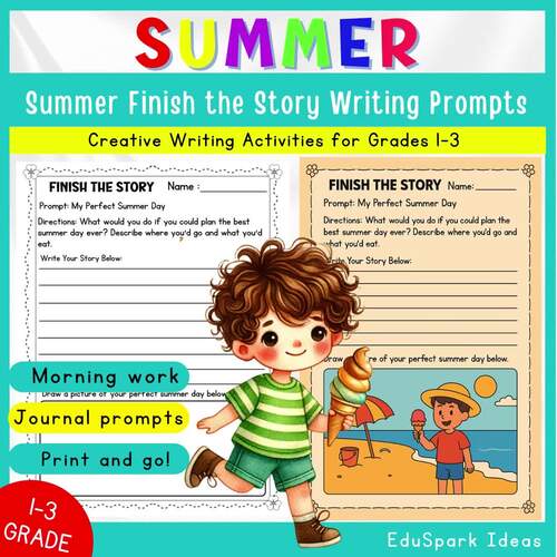 Summer Writing Prompts | writing journal summer for 1st, 2nd, 3rd Grade