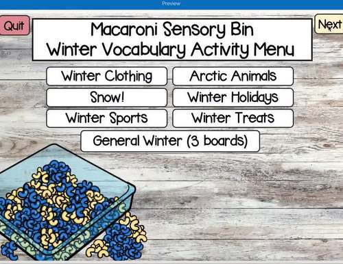 Winter Vocabulary Virtual Sensory Bin Boom Cards™ Speech Therapy Winter ...