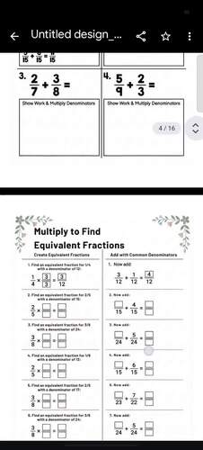Spring Flowers Adding Fractions with Unlike Denominators | 3rd 4th 5th ...