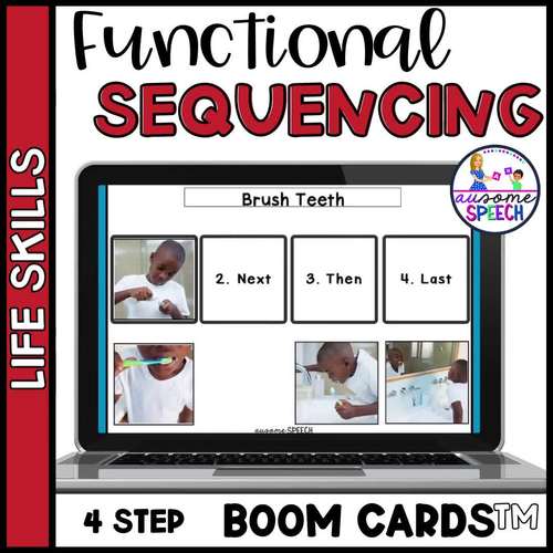 Functional Life Skills: Sequencing ADLs (4 Step) Boom Cards by Ausome ...