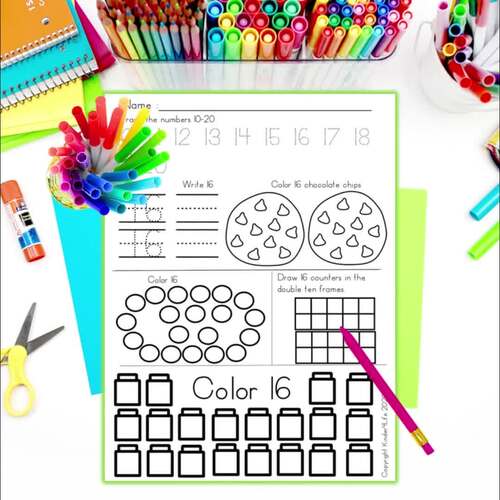 Number Sense 16-20 Worksheets, Review, Assessments, Tracing and Writing ...
