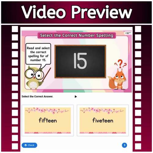 Select the Correct Number Spelling: Numbers 1 to 100 Digital Resources