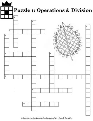 Math 6 The Number System Crossword Grade 6 with word Bank Pack 2