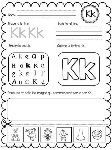 French Alphabet Letter K | Alphabet Lettre K by Caroline Joannette