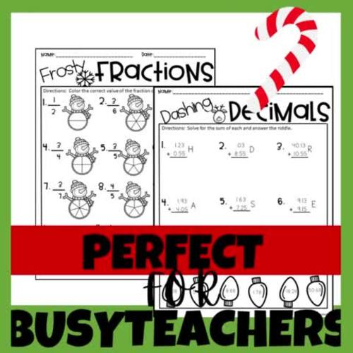 December Sub Plans | No Prep | Holiday math packet 4th 5th grade