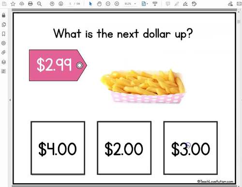 Fast Food Next Dollar Up Interactive PDF, Boom Cards, and Google Slides