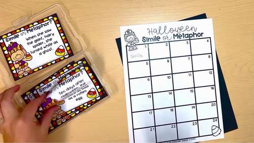 Simile or Metaphor Task Cards l Halloween by The Positively Passionate ...