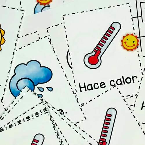 English and Spanish Weather Vocabulary Cards - ¡El Clima! | TPT