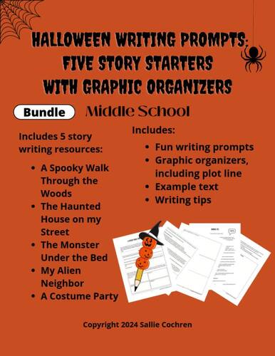 Halloween Writing Prompts: 5 Story Writing Packets with Graphic ...