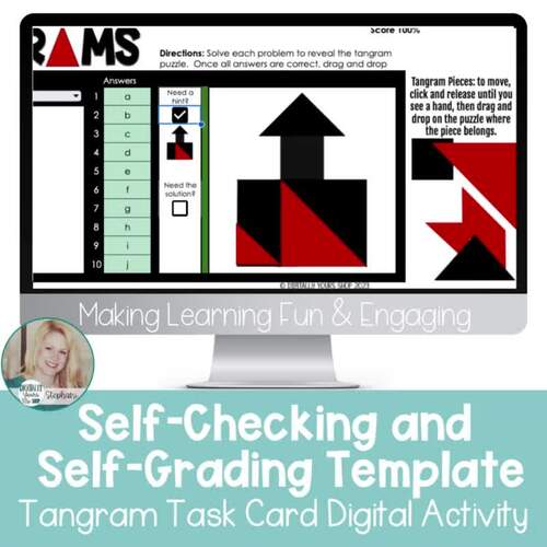 Editable Self-Checking Tangram Task Card Digital Resource Template Vol. 6