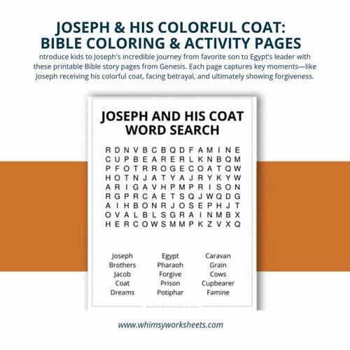 Joseph & His Amazing Coat Bible Story Printable Activity | Sunday ...